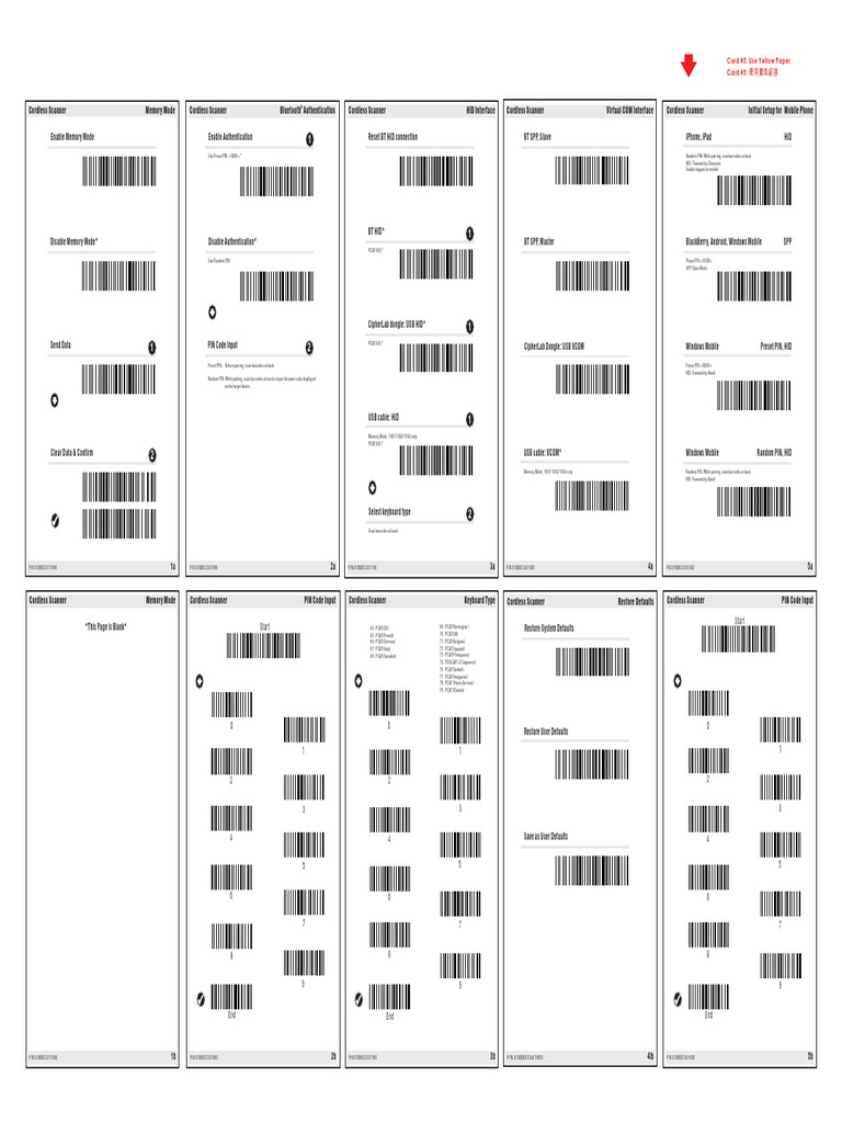 CordlessScannerSetupCards v1.10 | PDF | Barcode | Usb