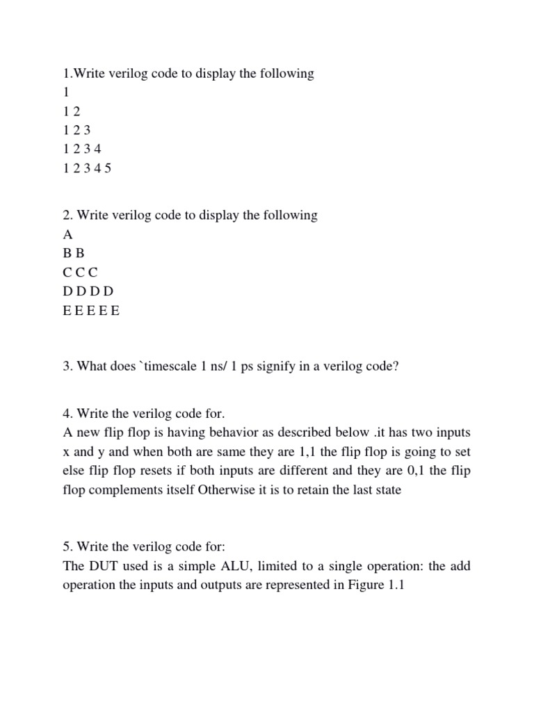 Verilog Assignment 2 Pdf Parameter Computer Programming Areas Of Computer Science