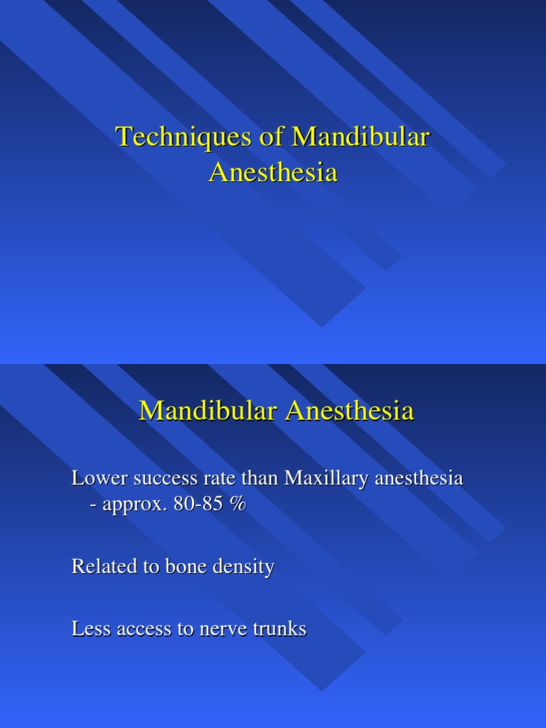 Techniques of Mandibular Anesthesia | PDF