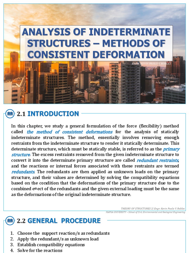 2 CE132P - Analysis of Indeterminate Structures - Method of Consistent Deformation | PDF ...