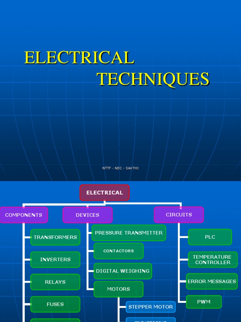 Electrical Techniques: NTTF - Nec - Sakthi | PDF | Electric Motor | Relay