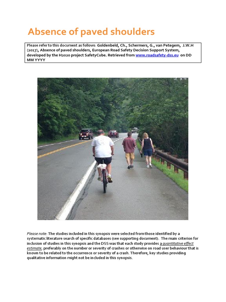 Absence of Paved Shoulders | PDF | Lane | Traffic Collision