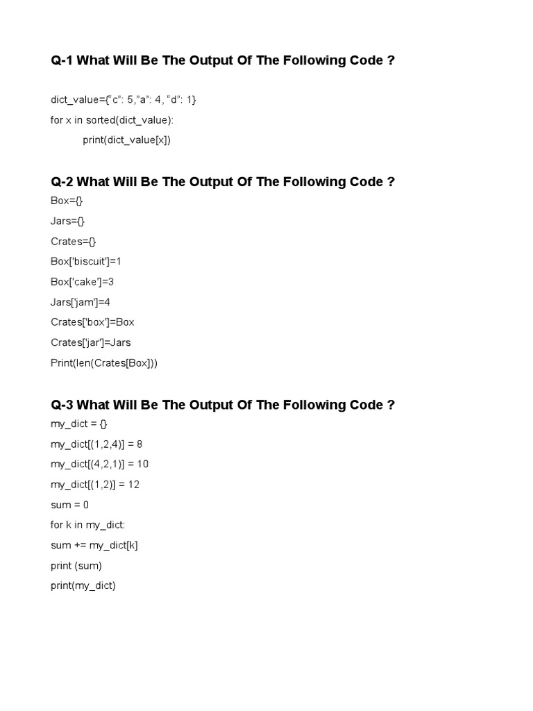 Python Code Output Quiz | PDF | Programming Paradigms | Theoretical Computer Science