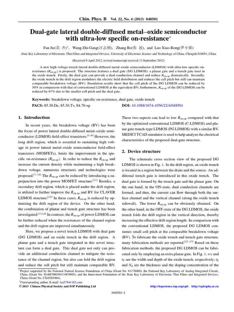 Dual-Gate Lateral Double-Diffused Metal&ndash Oxide Semiconductor With ...