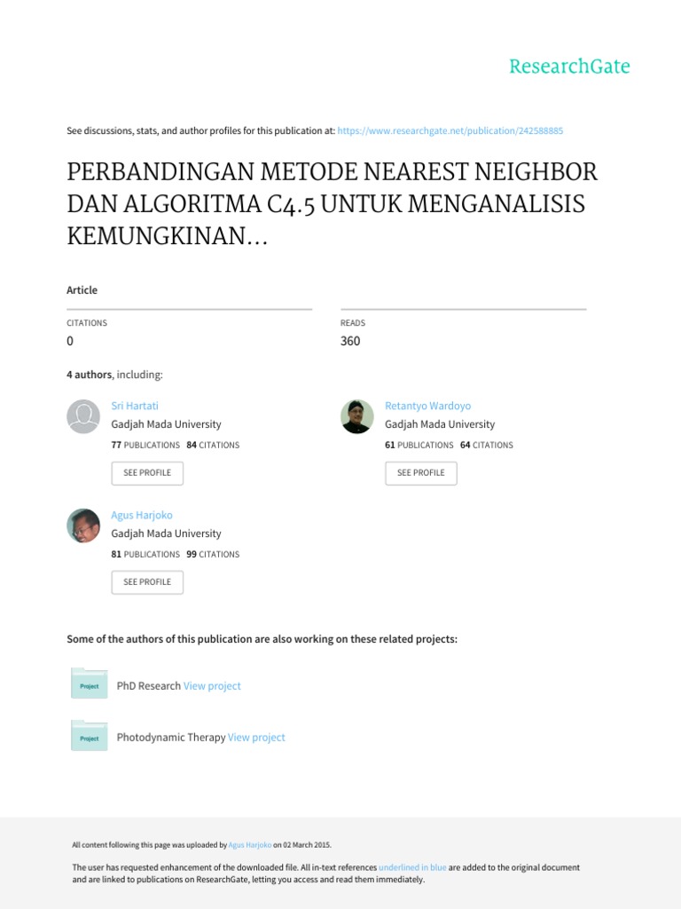 Perbandingan Metode Nearest Neighbor Dan Algoritma | PDF