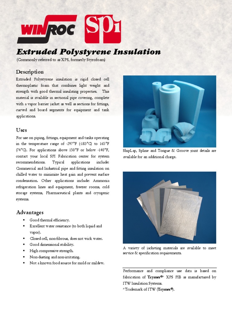 Extruded Polystyrene Insulation Datasheet | PDF | Thermal Insulation | Polystyrene