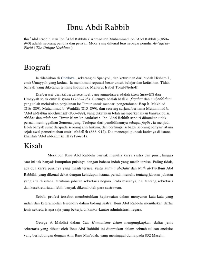 Ibnu Abdi Rabbib | PDF