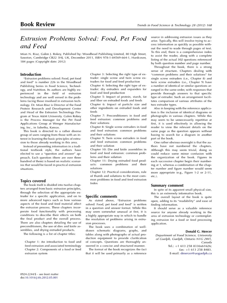 Extrusion Problems Solved Food Pet Food | PDF | Extrusion | Nature