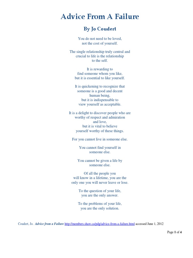 Advice From A Failure PDF | PDF | Psychological Concepts | Psychology