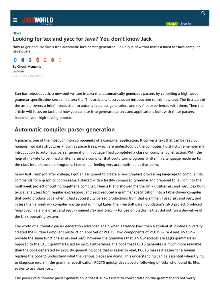 Lex and Yacc in Java Part 1 | PDF | Parsing | Compiler