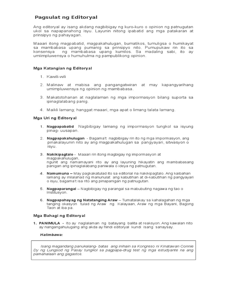 Pagsulat NG Editoryal | PDF