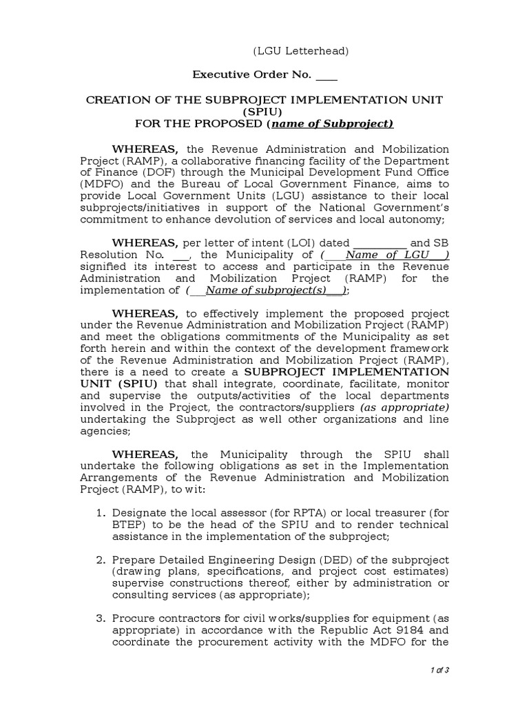 Creation of SPIU For RAMP | PDF | Procurement | Government