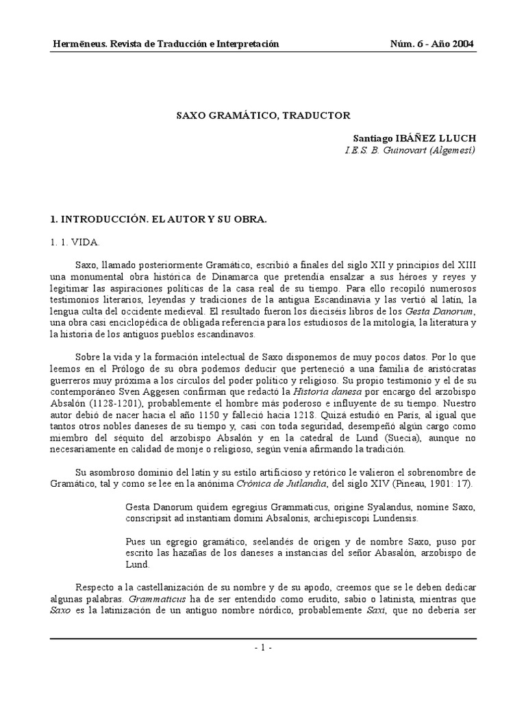Saxo Gramático y los Gesta Danorum | PDF | Clásicos