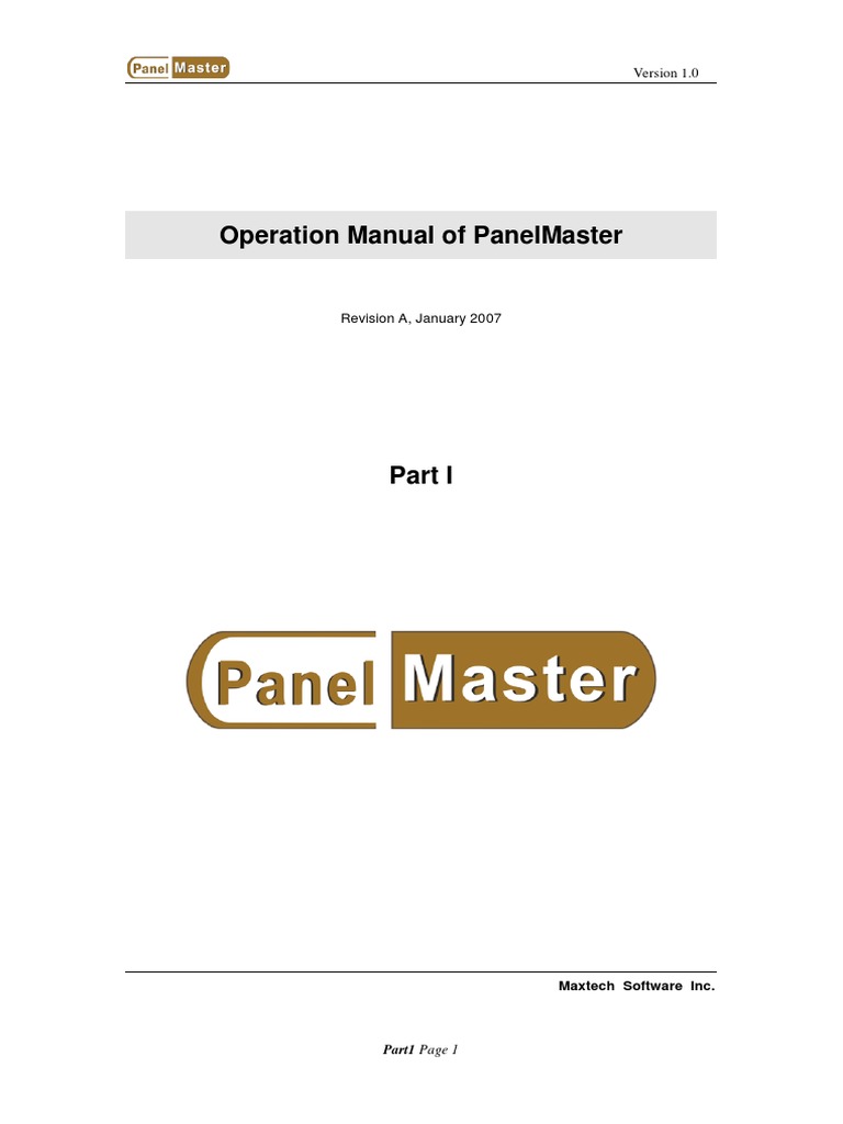 Operation Manual of Panelmaster: Part1 Page 1 | PDF | Programmable ...