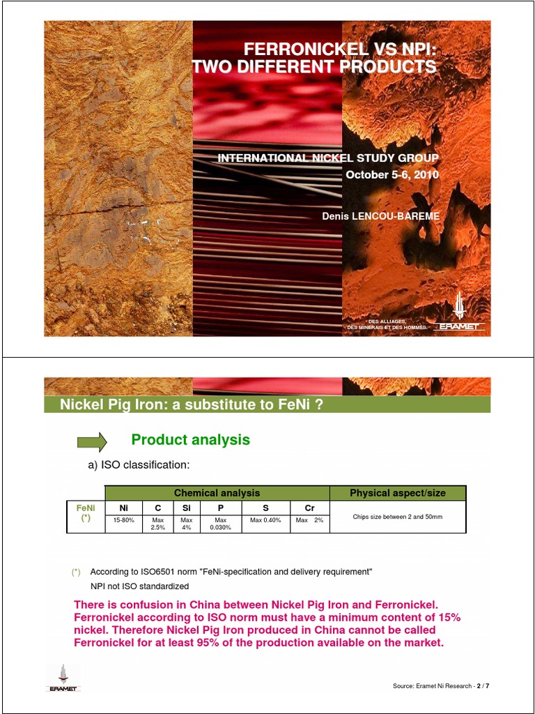 Npi Vs Ferronickel PDF | PDF | Nickel | Steel