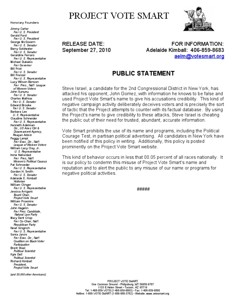 Votesmart Letter | PDF
