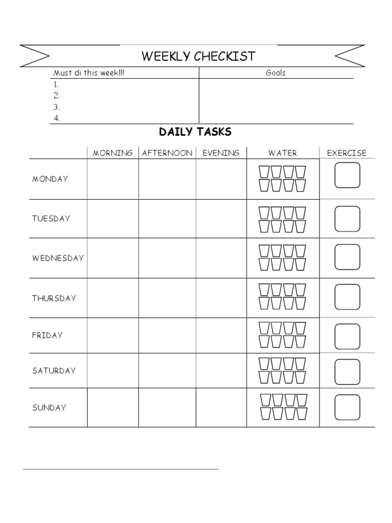Weekly Checkist: Daily Tasks | PDF