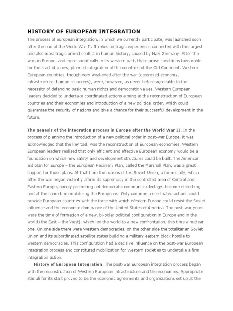 History of EU Integration | PDF | European Union | Member State Of The ...