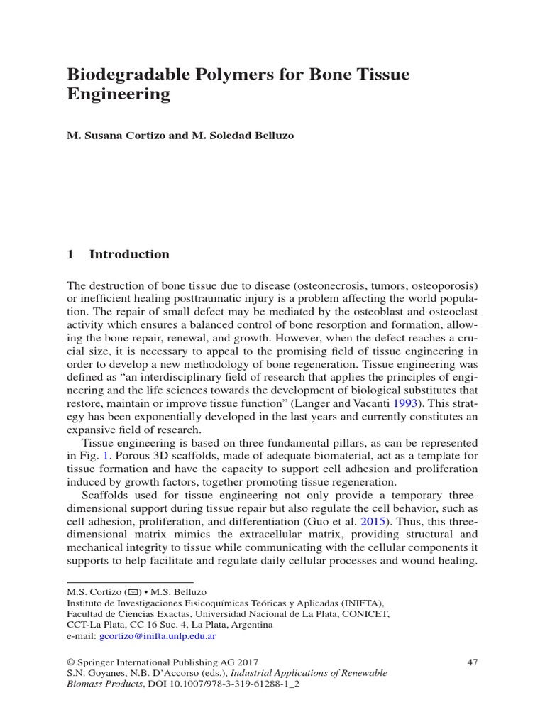 Biodegradable Polymers For Bone Tissue Engineering: M. Susana Cortizo and M. Soledad Belluzo ...