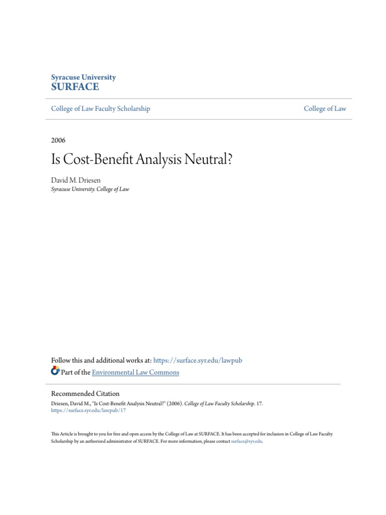 Is Cost-Benefit Analysis Neutral | Download Free PDF | Cost–Benefit ...