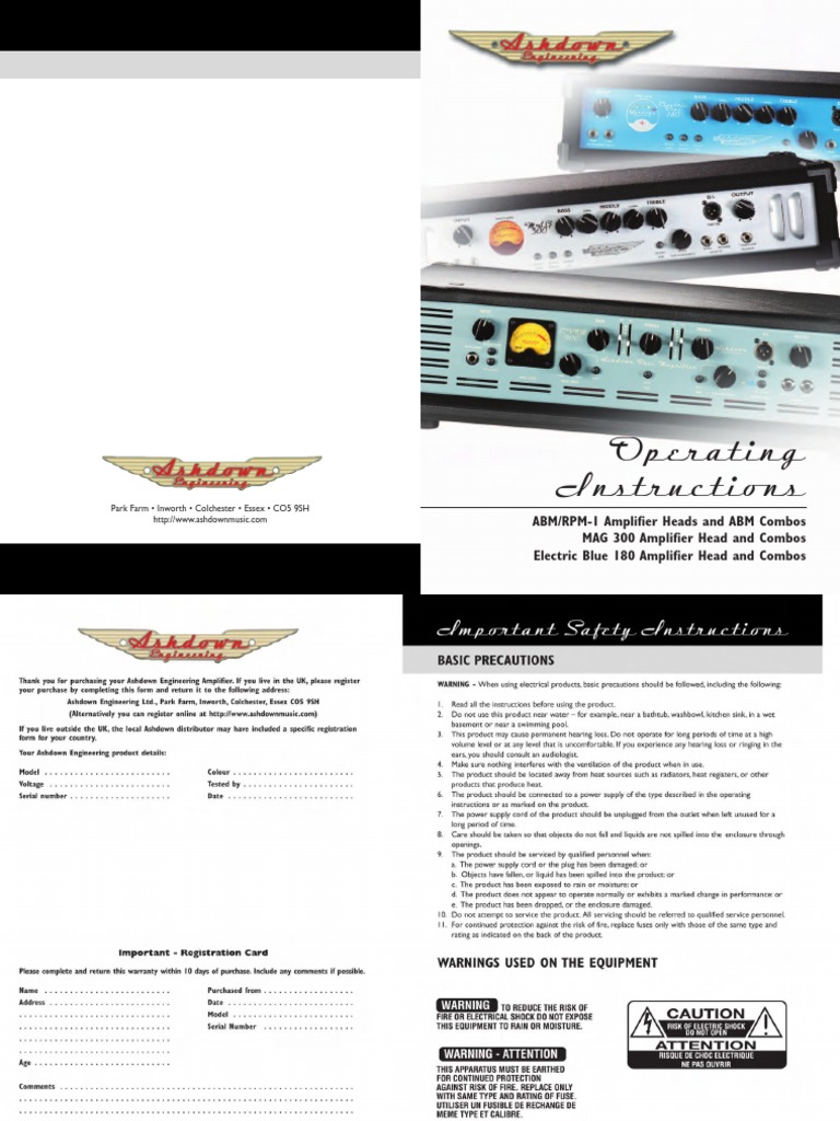 Ashdown Bass Amp 180 Manual | PDF | Equalization (Audio) | Amplifier