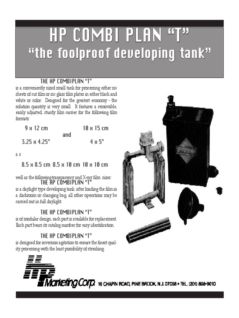 HP CombiPlan T 4x5 Developing Tank Guide | PDF | Screw | Equipment