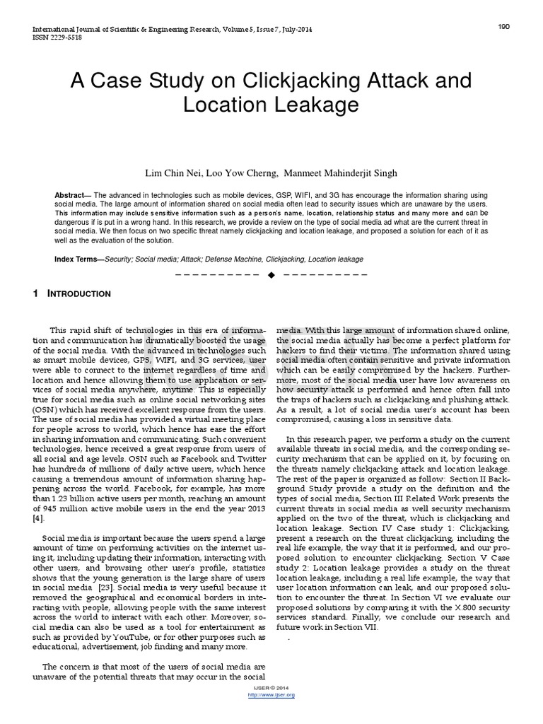 A Case Study On Clickjacking Attack and Location Leakage | PDF | Social ...