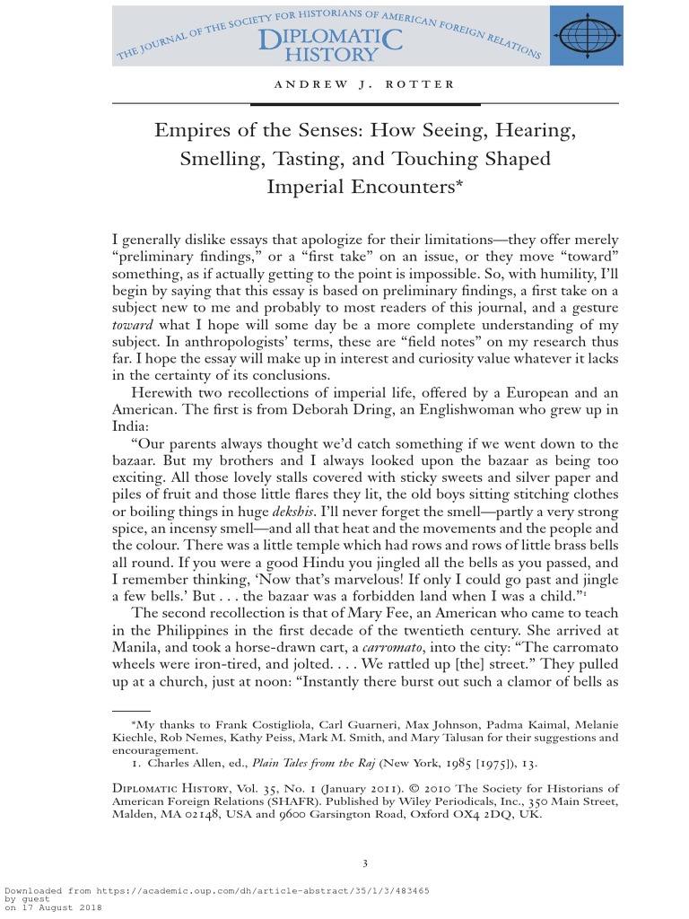 ROTTER, Andrew... Empires of The Senses How Seeing, Hearing, Smelling, Tasting, and Touching ...