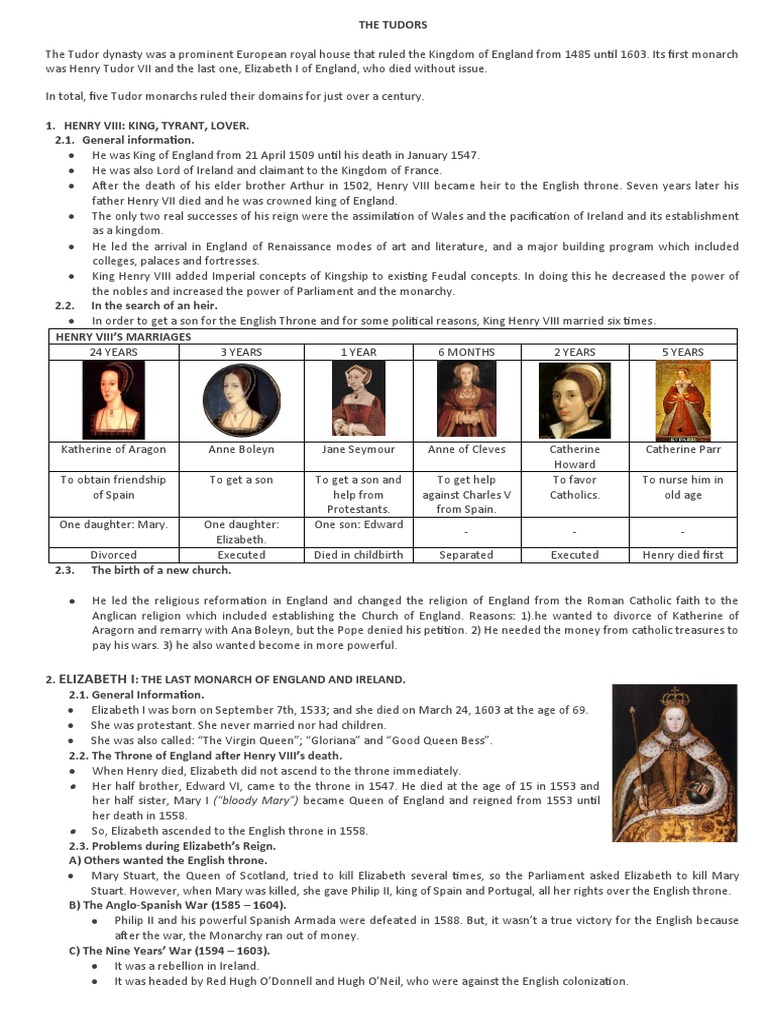 Tudor Summary | PDF | House Of Tudor | Kingdom Of England