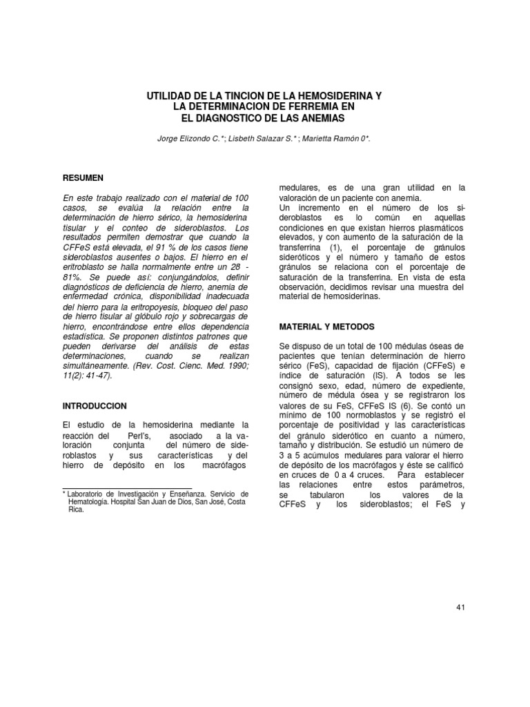 Hemosiderina | Descargar gratis PDF | Hierro | Sangre