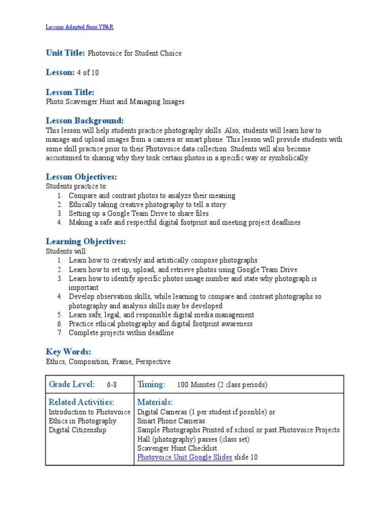 Unit Title: Lesson: Lesson Title: Lesson Background:: Grade Level ...