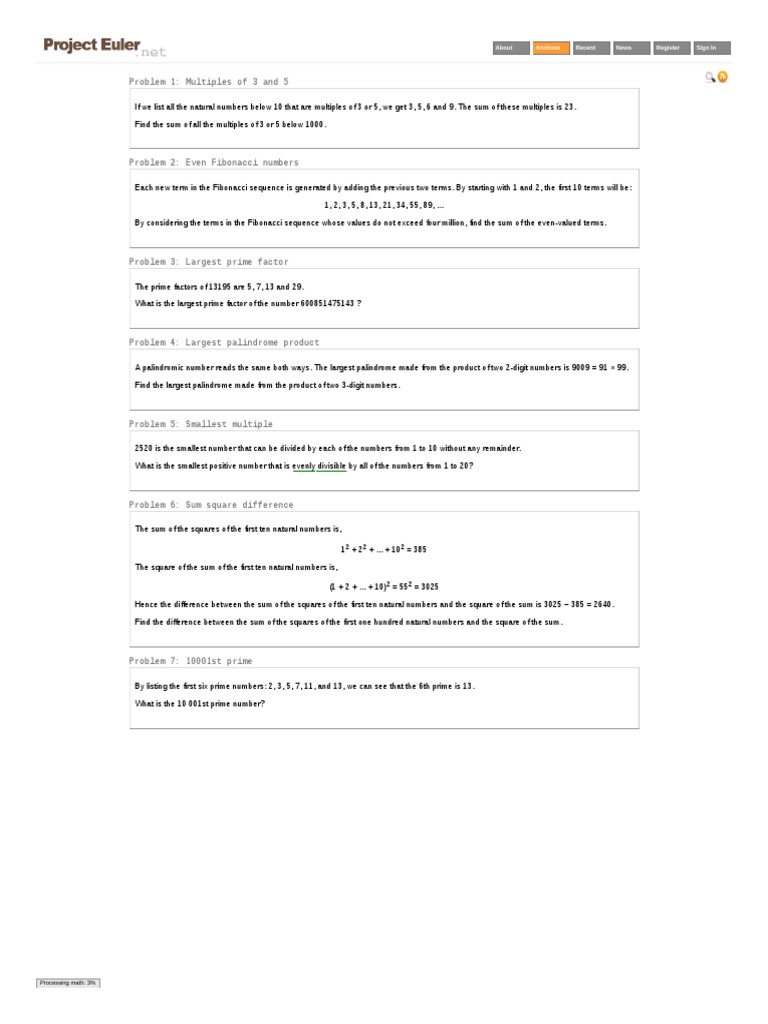Project Euler Problems Pdf Summation Prime Number