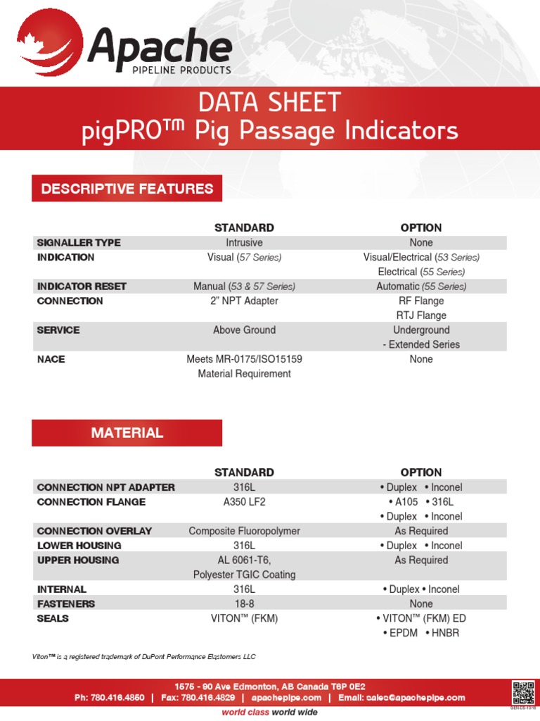 Data Sheet Pigpro™ Pig Passage Indicators: Descriptive Features | PDF ...