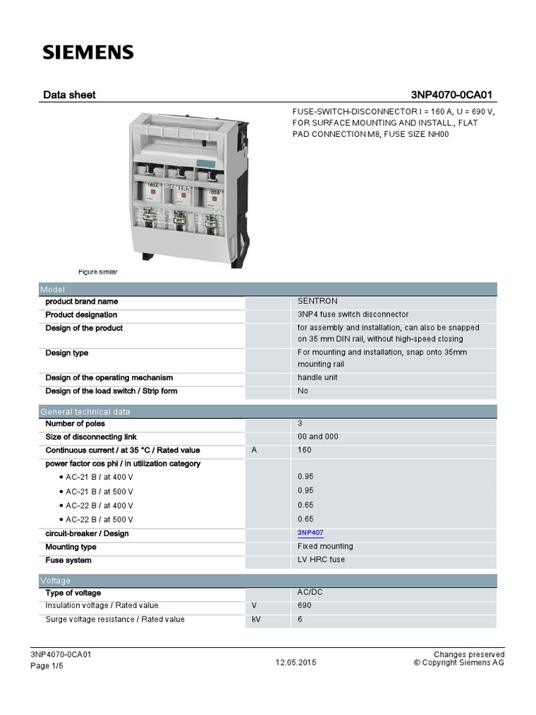 3NP4070 0ca01 | Download Free PDF | Fuse (Electrical) | Switch