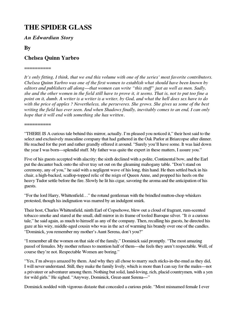 Chelsea Quinn Yarbro - The Spider Glass PDF | PDF