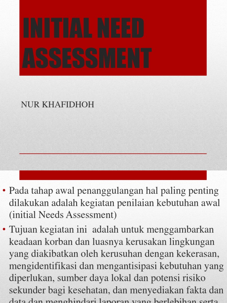Initial Need Assessment | PDF