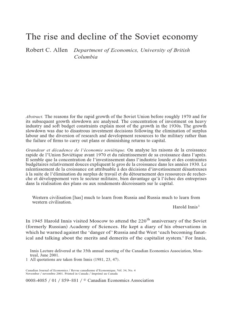 The Rise and Decline of The Soviet Economy | PDF | Soviet Union | World ...