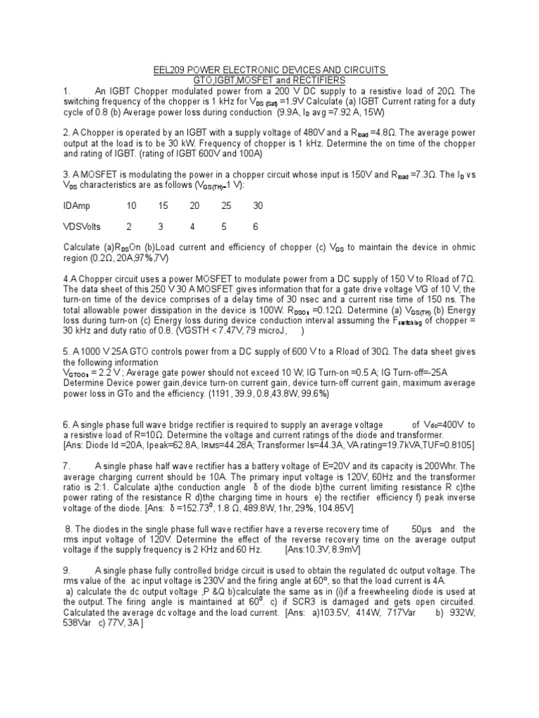 Tutorial Sheet2 | PDF | Rectifier | Power Electronics