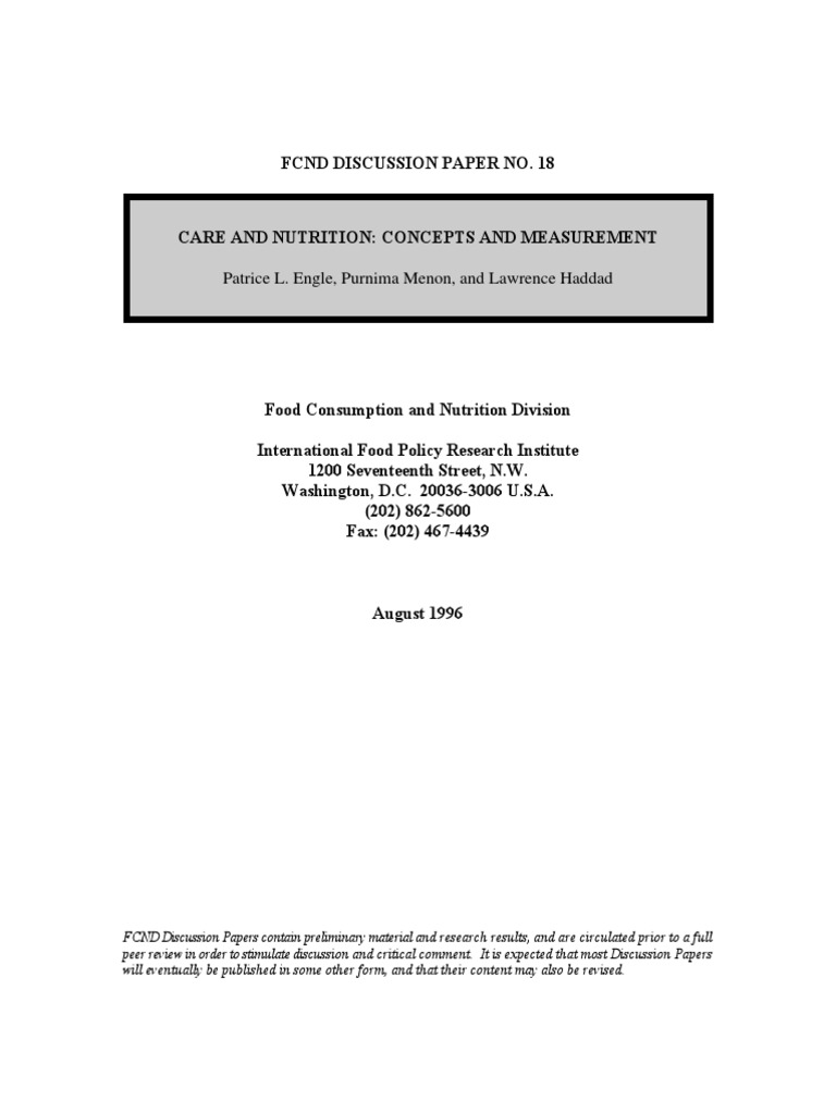 Patrice L. Engle, Purnima Menon, and Lawrence Haddad | PDF | Attachment ...