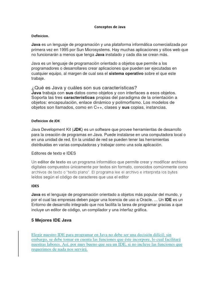 2-Conceptos de Java | PDF | Entorno de desarrollo integrado | Java ...