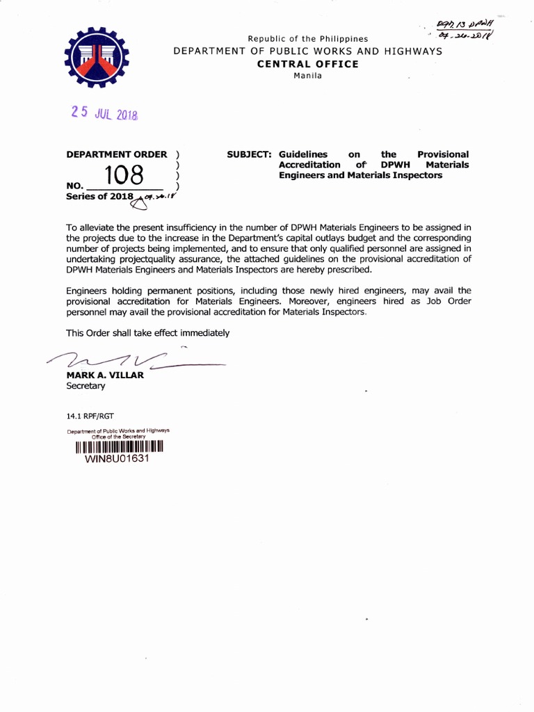 DO 108 s2018 PDF | PDF | Engineer | Government