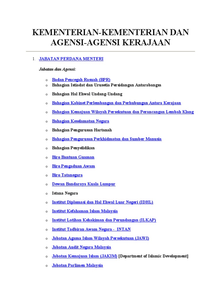 Agensi Kerajaan Malaysia | PDF