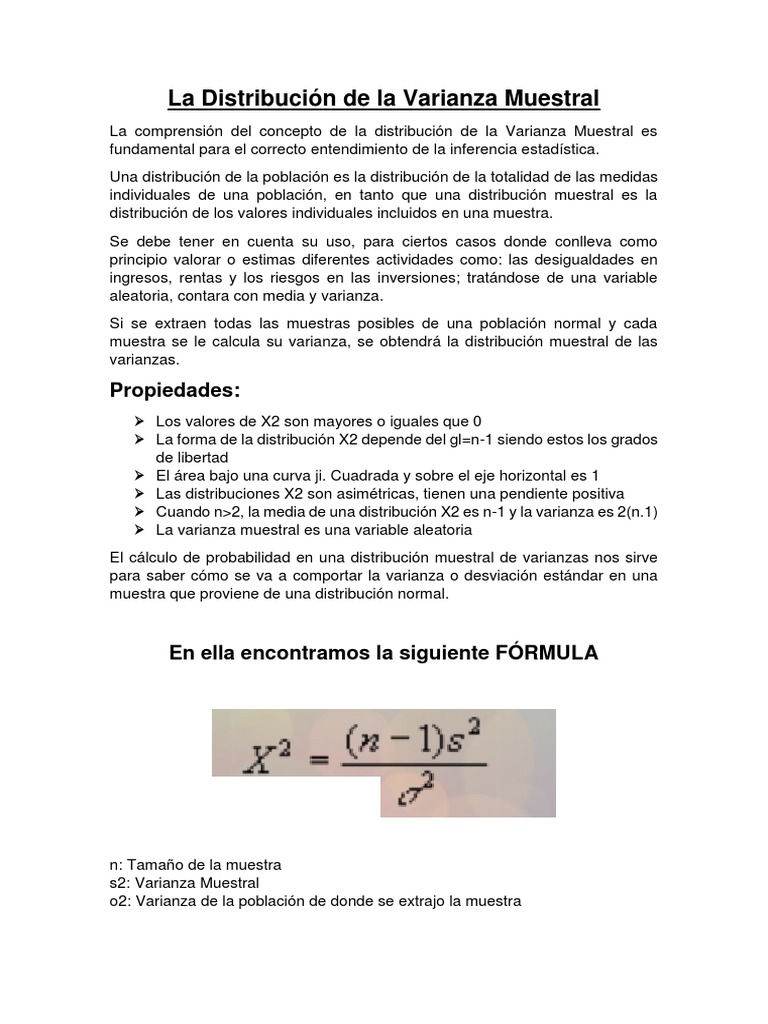 La Distribucion de La Varianza Muestral | PDF | Diferencia | Muestreo (Estadísticas)