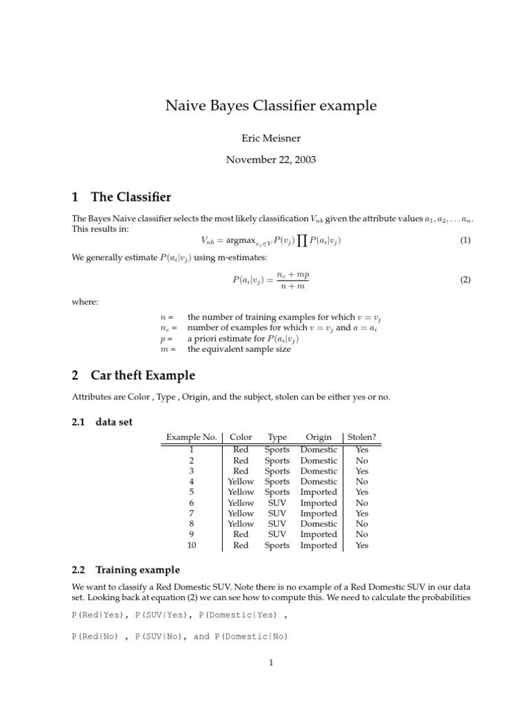 06 NaiveBayes Example | PDF | Statistical Classification | Statistical Analysis