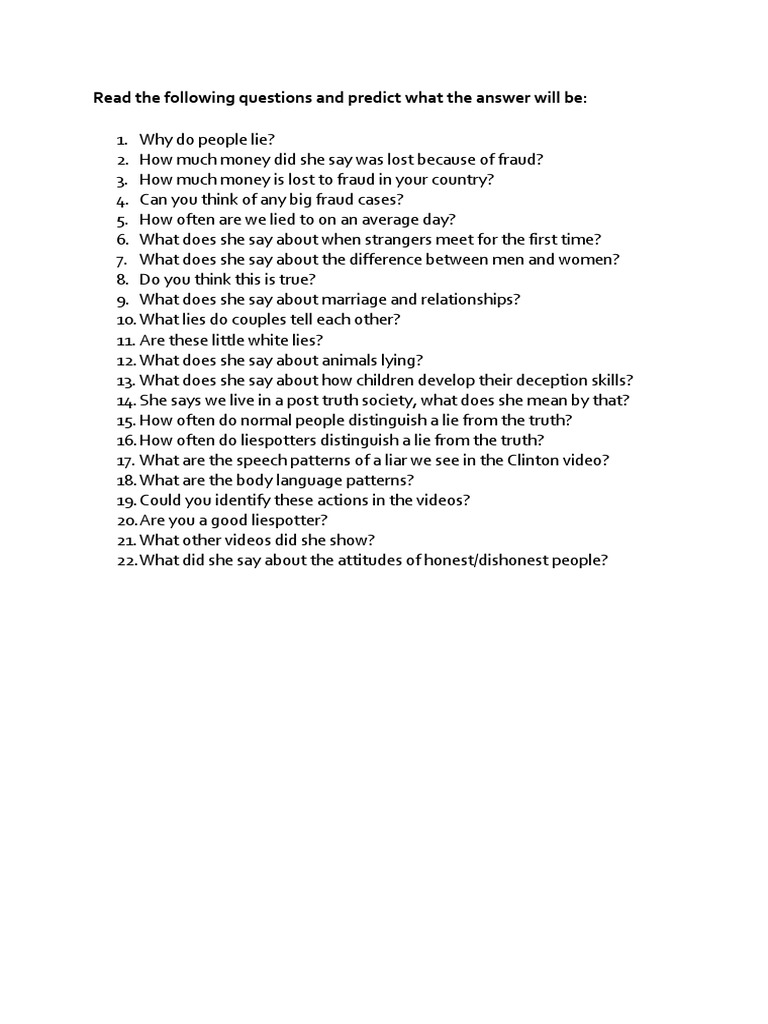 Read The Following Questions and Predict What The Answer Will Be | PDF
