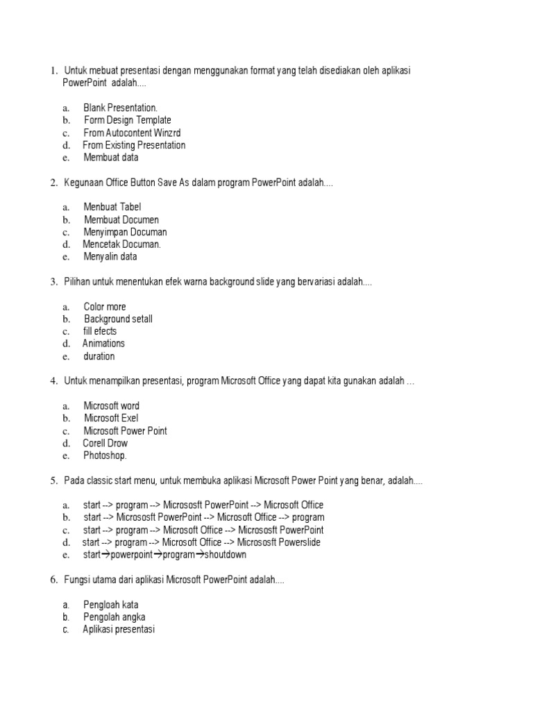 Kuis Microsoft Office dan PowerPoint | PDF