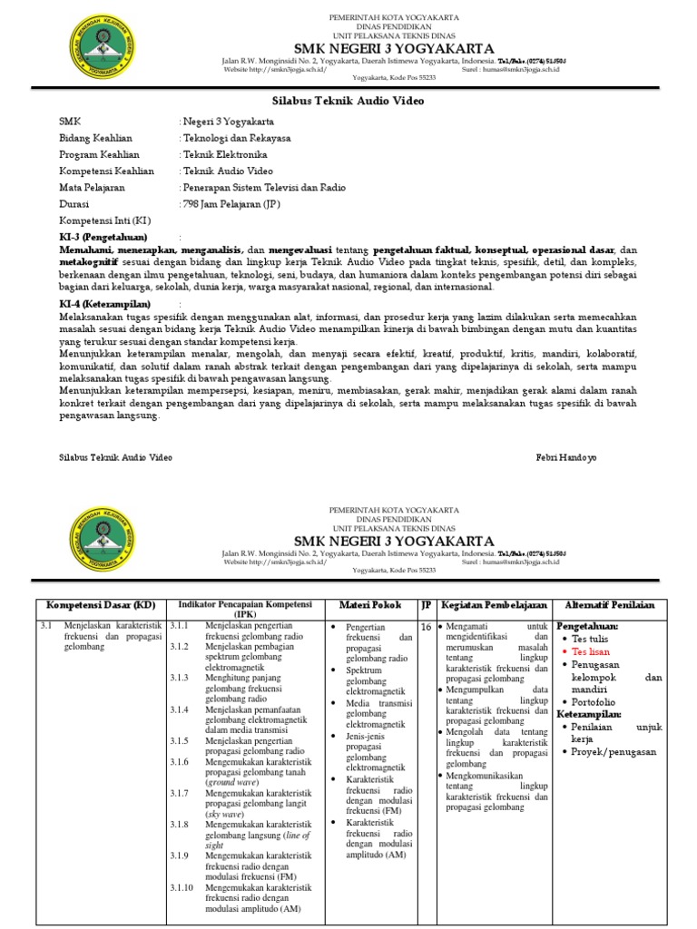 Silabus Tav Xi | PDF