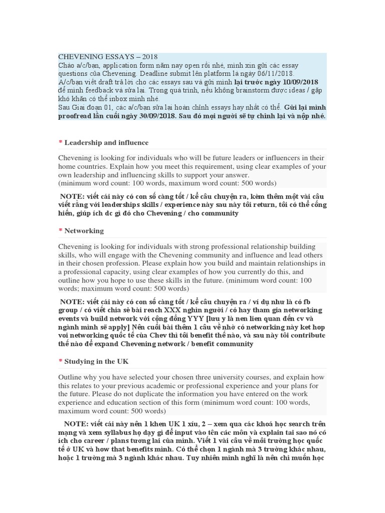 Chevening Essays - 2018 - Minh | PDF