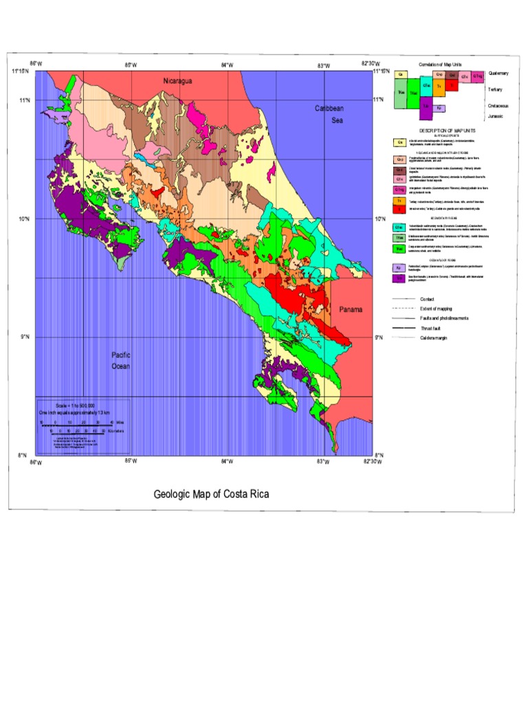 Mapa Geológico de Costa Rica | PDF | Roca sedimentaria | Roca (geología)