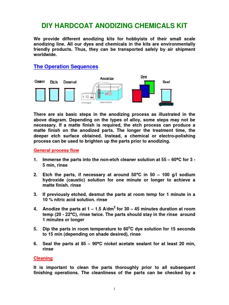 Diy Hard Anodizing Chemicals Kit | PDF | Ph | Chemistry